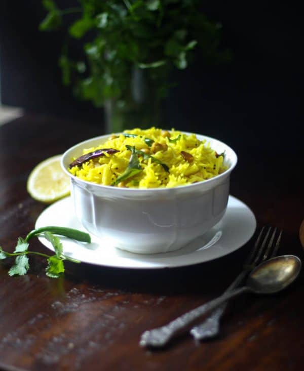 Lemon Rice - South Indian Rice with Lemon and Peanuts